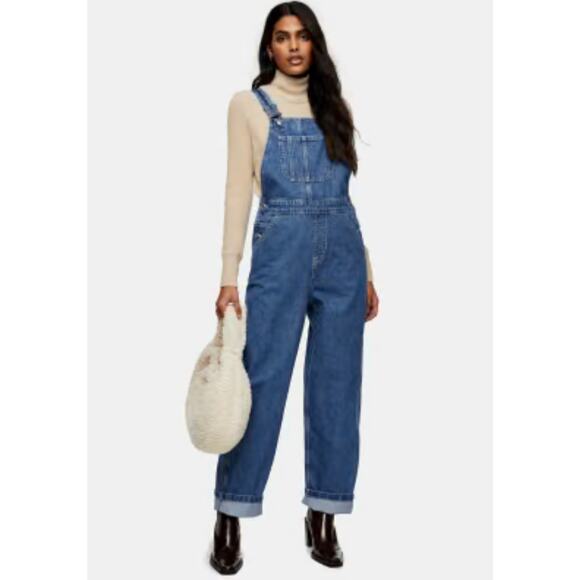 Topshop | Pants & Jumpsuits | Topshop Carpenter Overalls In Mid Blue ...